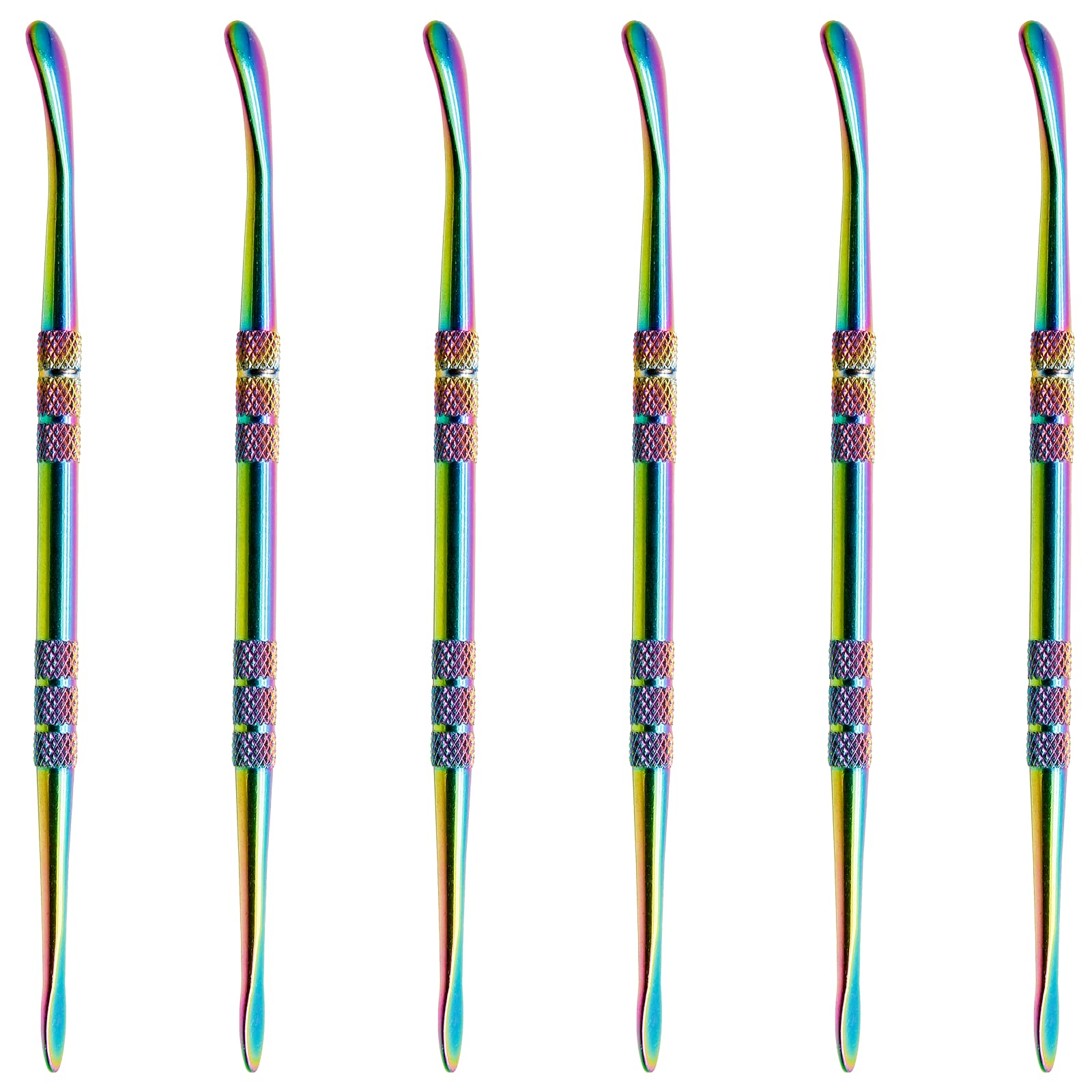 HARSKIYER 6pcs Wax Carving Tools, 4.75 Inch Stainless Steel Double-Ended Sculpting Spoon Tool Clay Sculpting Tools Wax Carving Sculpting Tools (Rainbow)