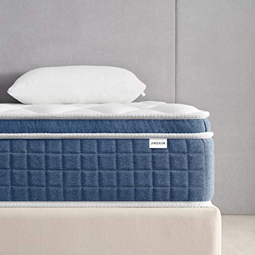 Jingxun King Mattress 14 inch Innerspring Mattress Strong Support Pocket Spring Hybrid Mattress Pressure Relief Bed in a Box Medium Firm Bed Mattress,76"*80"*14"