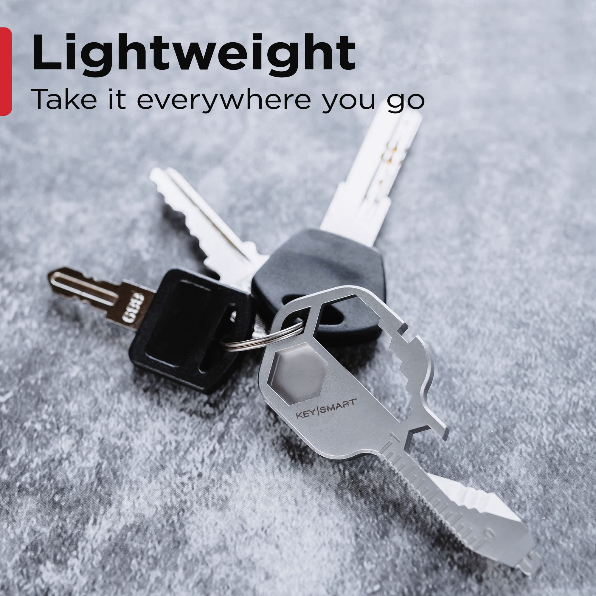 KeySmart Keychain Multitool - Bottle Opener Keychain TSA Approved, 16-in-1 Multifunction Key Shaped Pocket Multi-Tool, Keychain for Men Gift - AllTul Ghost