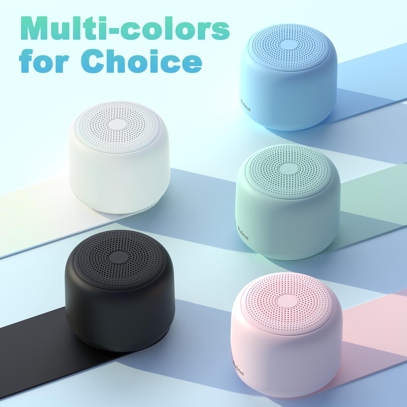 Bobtot Portable Bluetooth Speakers with Strap Easy to Carry, Wireless IPX5 Waterproof Mini Speaker with Loud Stereo Sound, 20 Hours Playtime, Rechargeable Battery, Built-in Microphone, Black