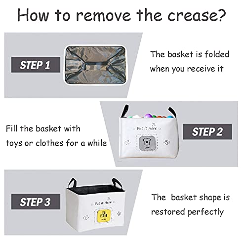 LLoptial Storage Basket, Fabric Storage Organizer Box with 4 Stickers for Home, Office, Shelf, Pet/Children Toys, Books, Clothes, Dolls