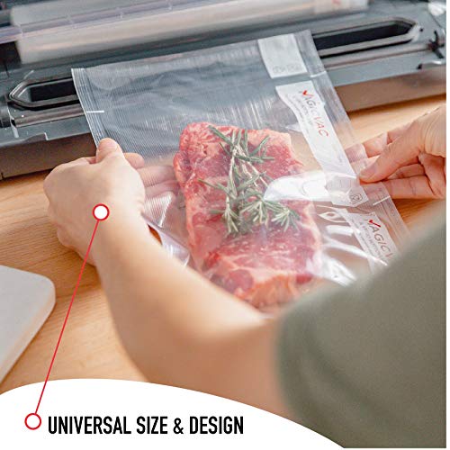 Magic Vac Vacuum Sealer Bags Quart Size 8"x12" 100 Pack Thicker Heavy Duty Material for Sous Vide, Meal Prep, Microwave and Freezer works with Food Saver