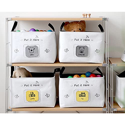 LLoptial Storage Basket, Fabric Storage Organizer Box with 4 Stickers for Home, Office, Shelf, Pet/Children Toys, Books, Clothes, Dolls