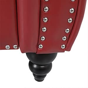 wirrytor Chesterfield Classic Sofa, Modern Leather 3 Seater Sofa, Upholstered Tufted Back Settee Couch with Rolled Arms Nailhead Trim for Living Room Bedroom(Burgundy)