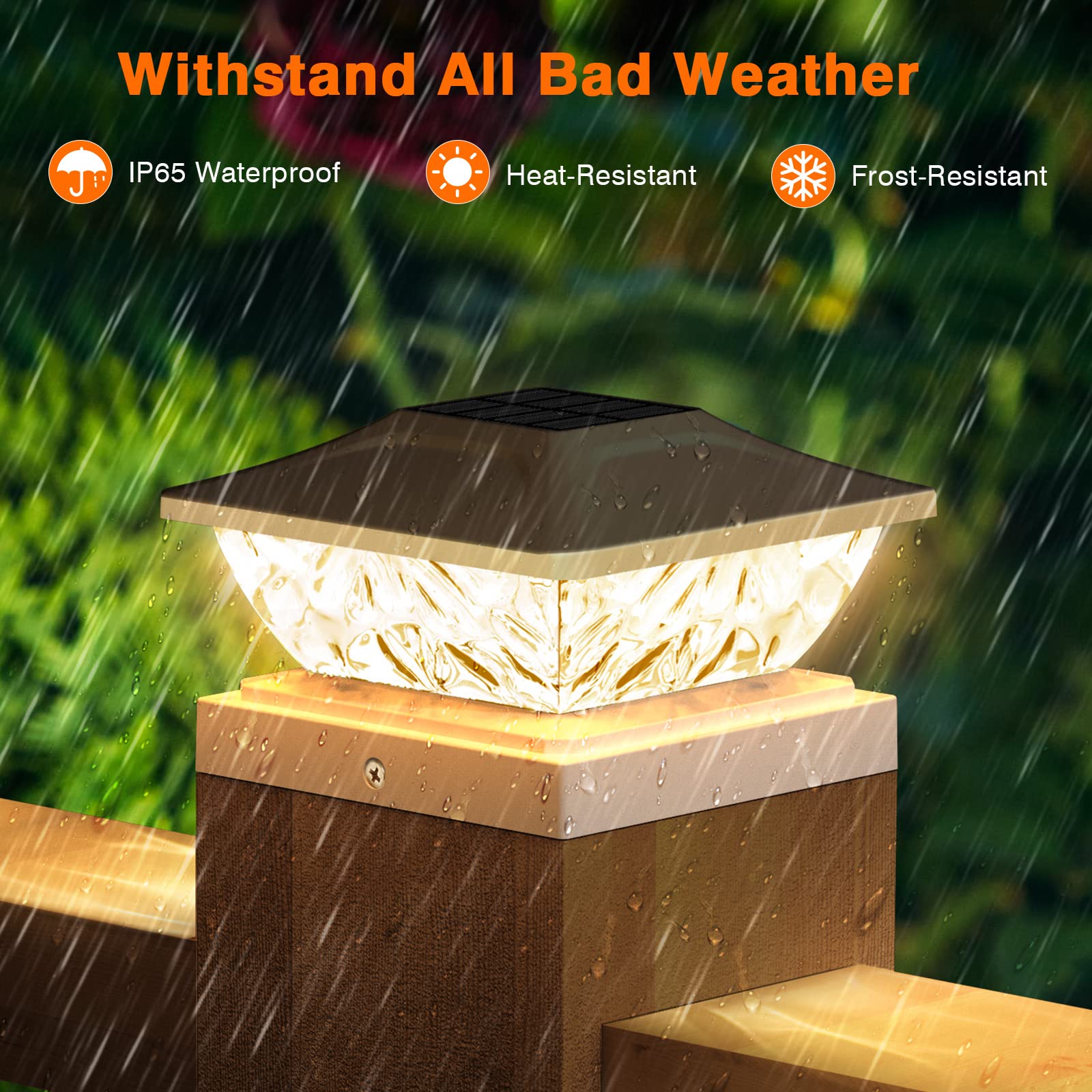 ENSLI 8 Pack Solar Post Cap Lights, 2 Mode Bright Solar Post Lights Outdoor Waterproof Fence Post Cap Lights, Outdoor Post Lights Solar Powered Deck Lights for 4x4 4.5x4.5 5x5 Posts in Garden Decor