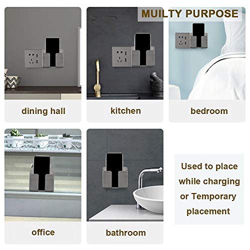 4PC Wall Mount Cell Phone Charging Holder, Black Adhesive Mobile Phone Wall Stand for Charger, Phone Holders for Shower Bed Wall