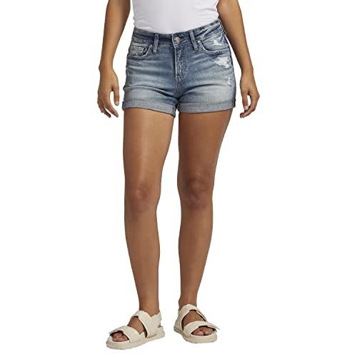 Silver Jeans Co. Women's Suki Mid Rise Curvy Fit Short, Med Wash EKC249, 29
