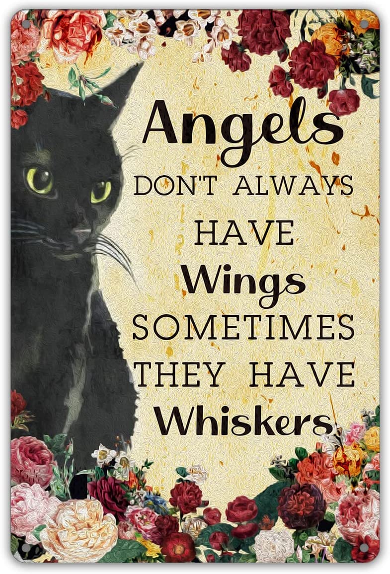 IEFSCAY 5D Diamond Painting by Number Kit, Full Drill Black Cat Angels Embroidery Cross Stitch Picture Supplies Arts Craft Wall Sticker Decor 8X12 inch