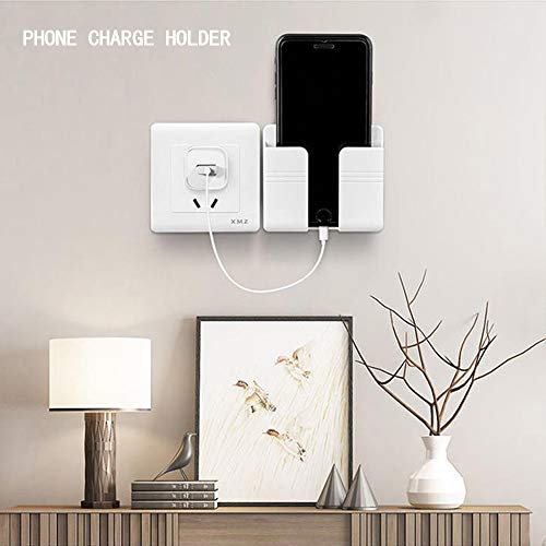 4PC Wall Mount Cell Phone Charging Holder, Black Adhesive Mobile Phone Wall Stand for Charger, Phone Holders for Shower Bed Wall