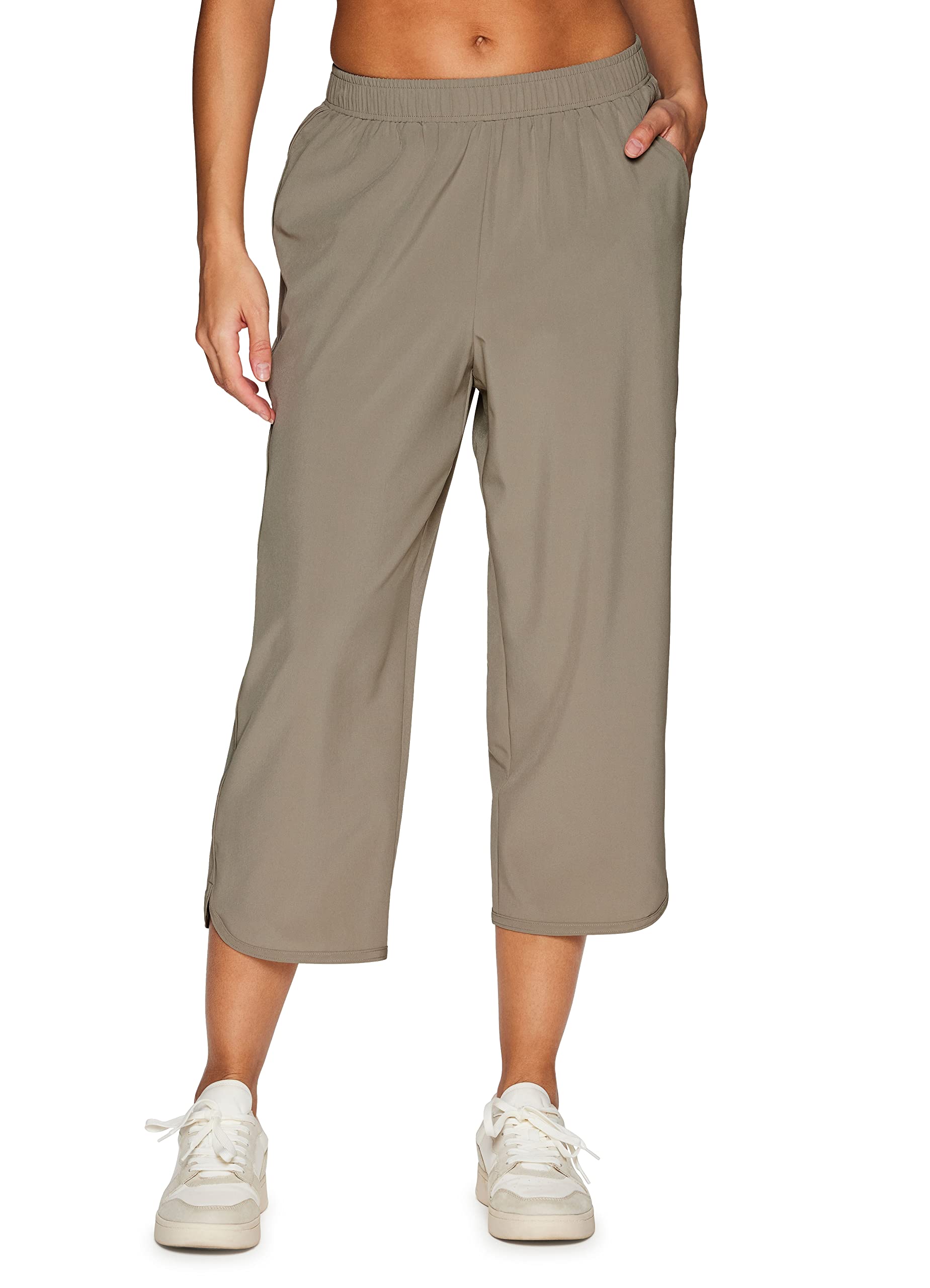 RBX Women's Lightweight Quick Dry Relaxed Cropped Woven Pant Capri Smoke Sage S