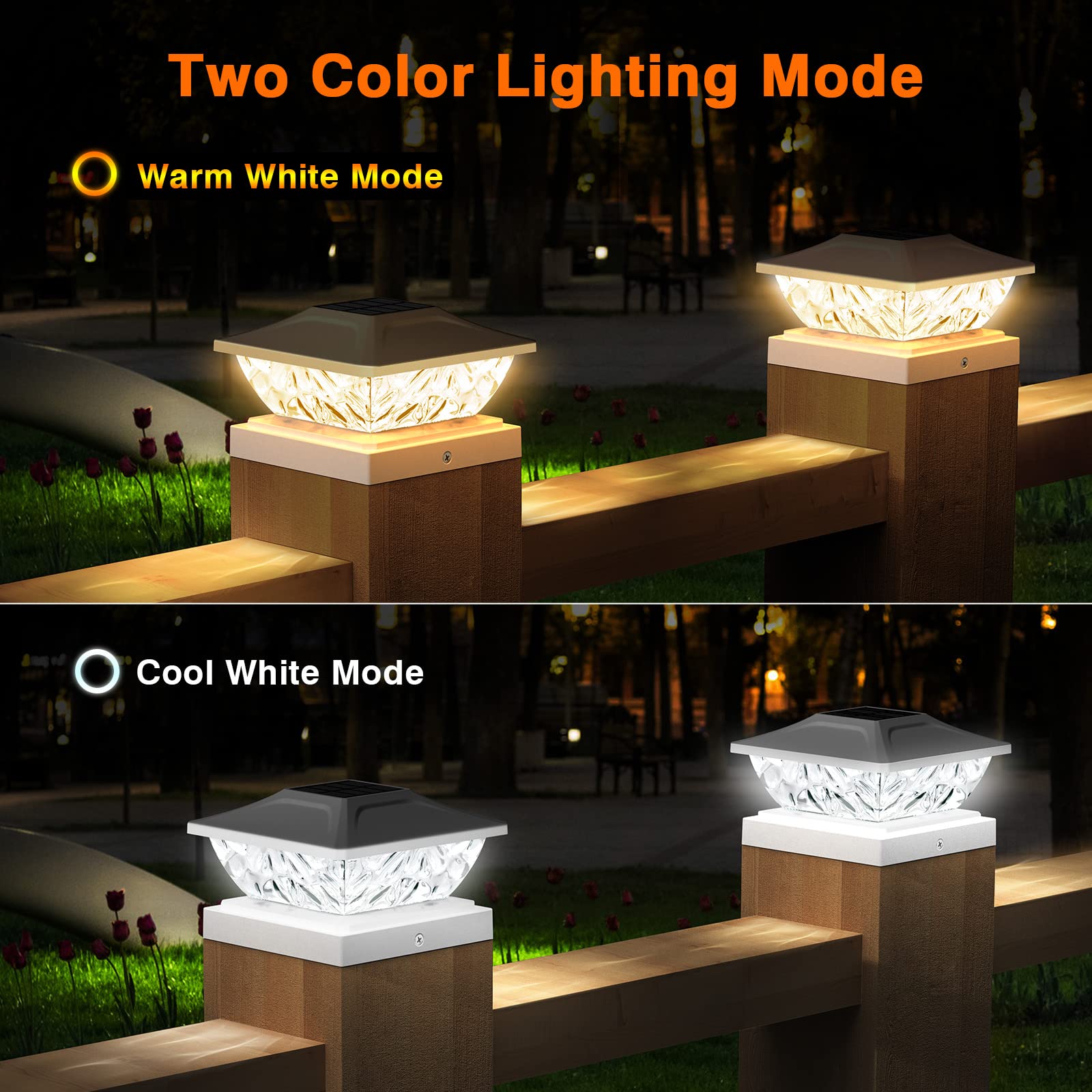 ENSLI 8 Pack Solar Post Cap Lights, 2 Mode Bright Solar Post Lights Outdoor Waterproof Fence Post Cap Lights, Outdoor Post Lights Solar Powered Deck Lights for 4x4 4.5x4.5 5x5 Posts in Garden Decor