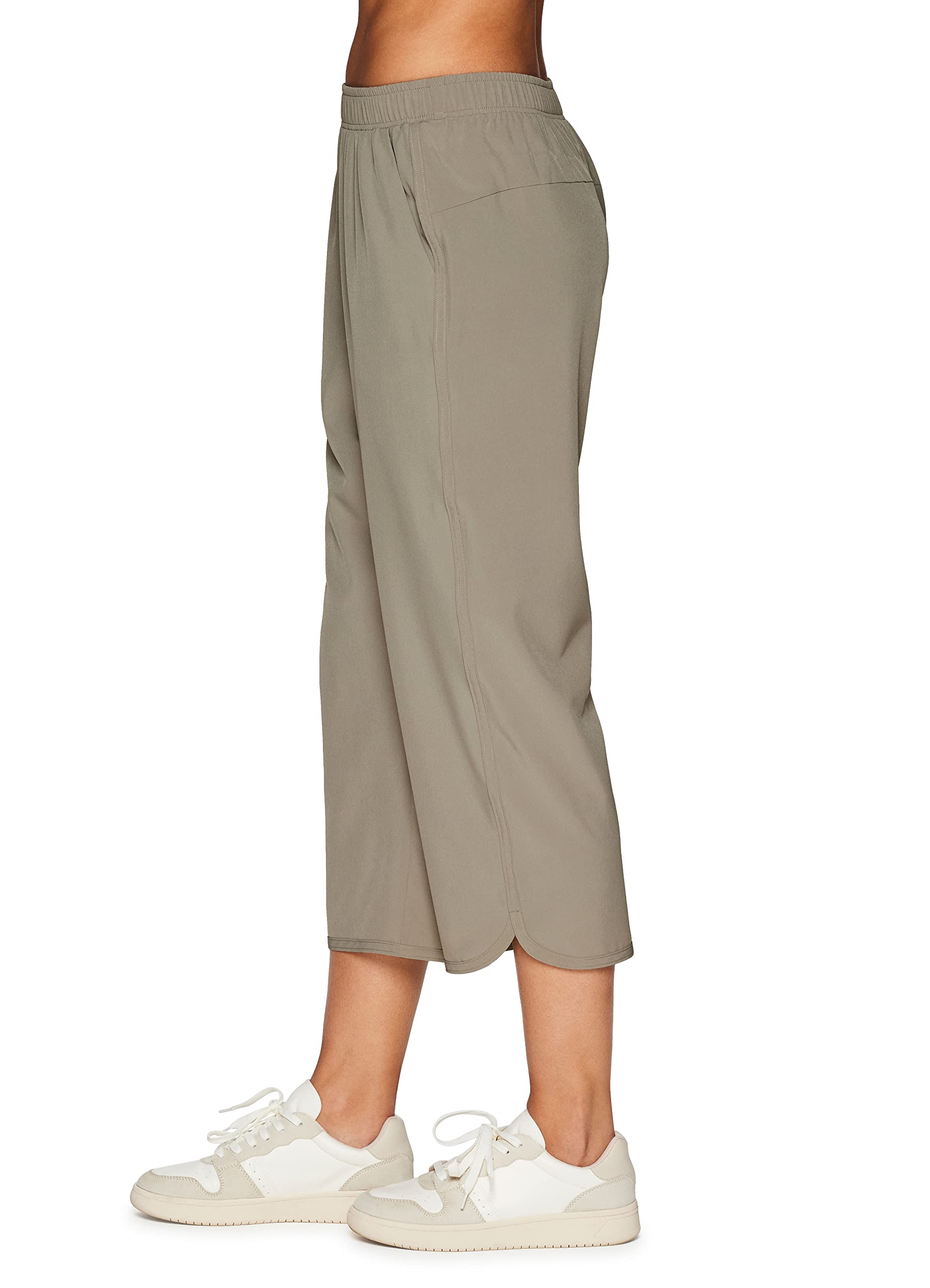 RBX Women's Lightweight Quick Dry Relaxed Cropped Woven Pant Capri Smoke Sage S