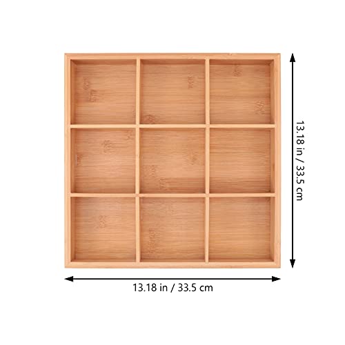 DOITOOL Divided Serving Tray Bamboo 9 Compartments Serving Platter Sushi Plate Candy Bowl for Home Restaurant