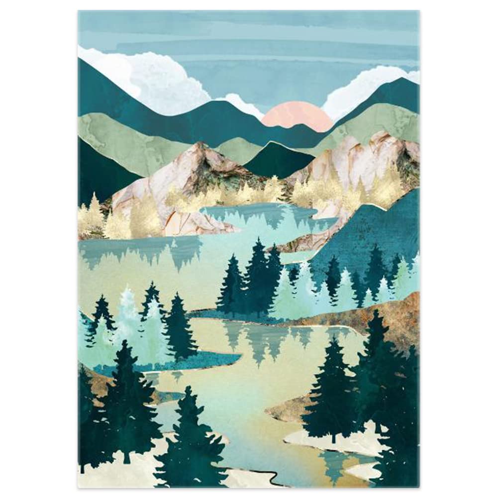OFRKE Diamond Painting Mountain and Sun Kit,Diamond Art Kits for Adults and Kids,Abstract Scenery Paint with Diamonds Round for Gift,Home Wall Decor 12"x16"