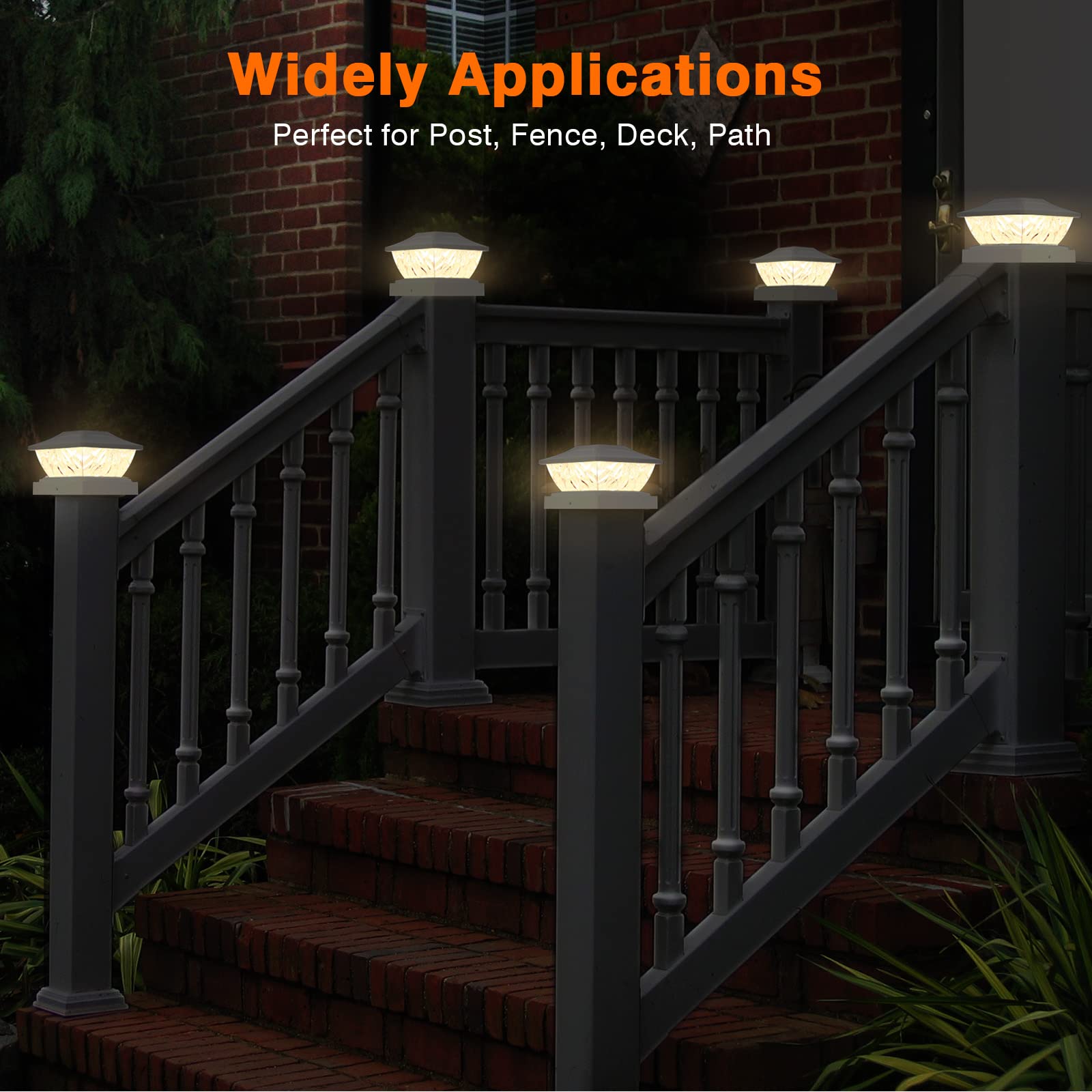 ENSLI 8 Pack Solar Post Cap Lights, 2 Mode Bright Solar Post Lights Outdoor Waterproof Fence Post Cap Lights, Outdoor Post Lights Solar Powered Deck Lights for 4x4 4.5x4.5 5x5 Posts in Garden Decor