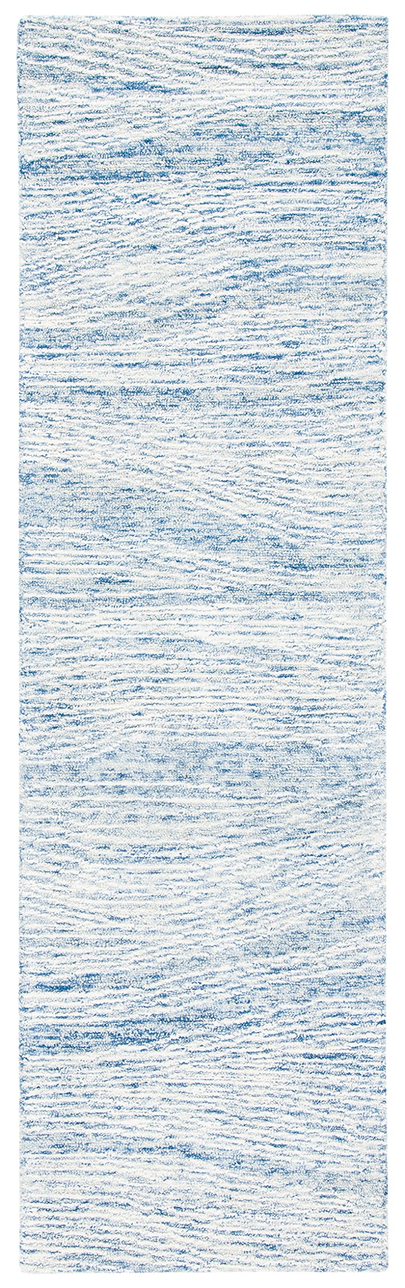 SAFAVIEH Metro Collection Runner Rug - 2'3" x 12', Blue & Ivory, Handmade Modern Wool, Ideal for High Traffic Areas in Living Room, Bedroom (MET995M)