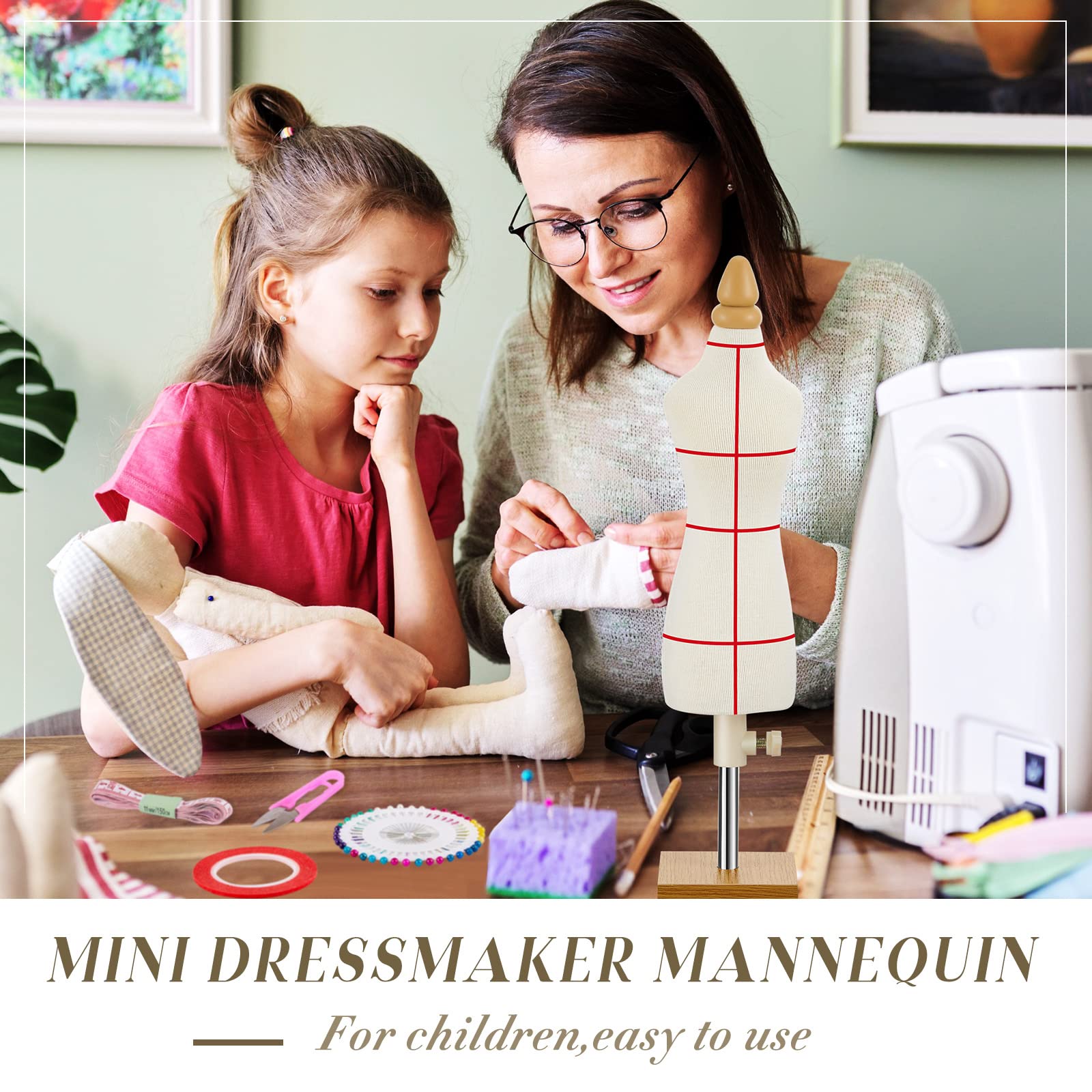 10 Pcs Doll Dress Form Mini Female 1/4 Size Tailor Dressmaker Dummy Mannequins Body Miniature Sewing Mannequin Dress Forms for Sewing with Red Patch Set