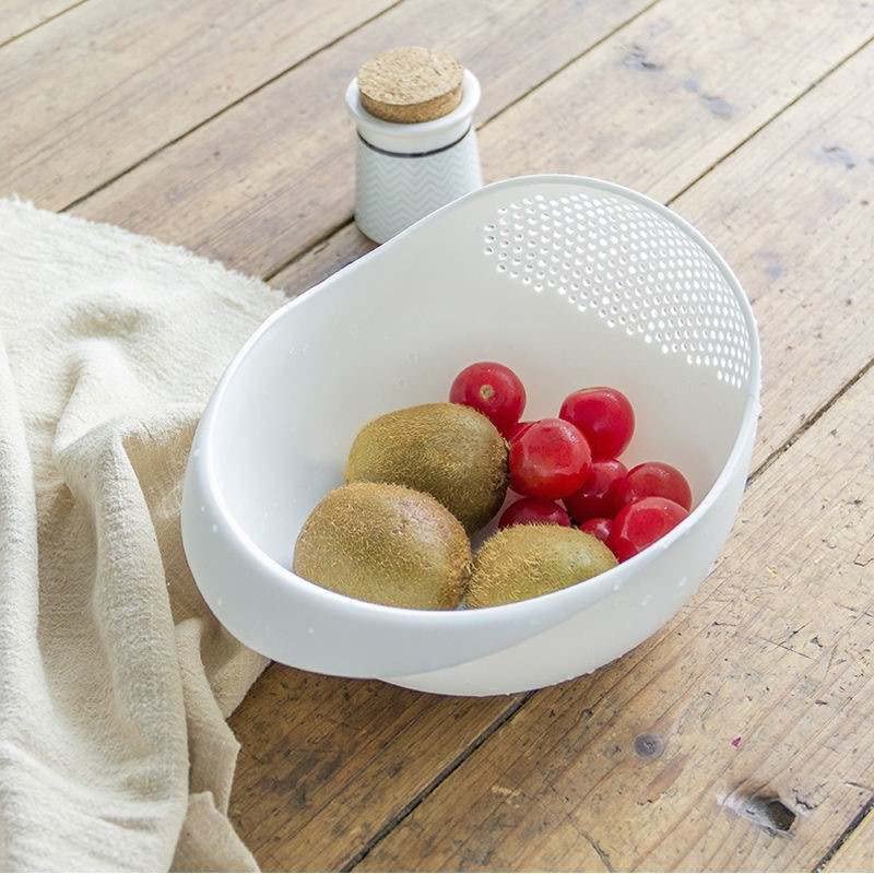 Plexel Colander Food Grade Plastic Rice Beans Peas Washing Filter Strainer Basket Sieve Drainer Cleaning Gadget Kitchen Accessories Rugged and easy to use (Nordic Green) 9x6
