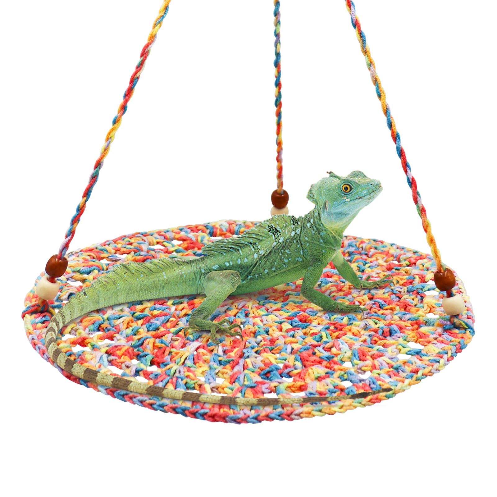 Oooct Reptile Hammock Swing Hanging Bed, Cute Lizard Swing Toy, Cotton Lizard Bed, Reptile Summer Bed for Bearded Dragon Leopard Gecko Lizard Birds Parrots (Colorful)