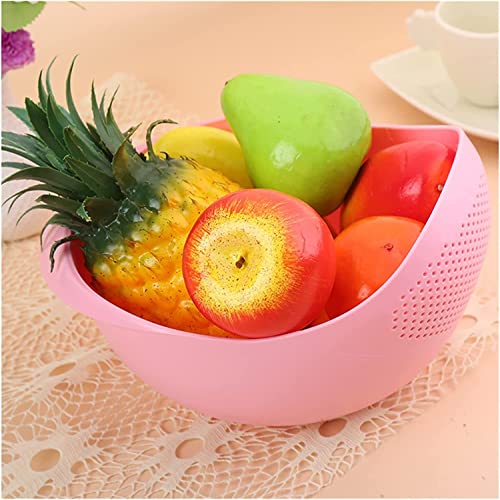 Plexel Colander Food Grade Plastic Rice Beans Peas Washing Filter Strainer Basket Sieve Drainer Cleaning Gadget Kitchen Accessories Rugged and easy to use (Nordic Green) 9x6
