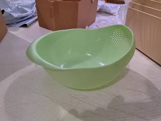 Plexel Colander Food Grade Plastic Rice Beans Peas Washing Filter Strainer Basket Sieve Drainer Cleaning Gadget Kitchen Accessories Rugged and easy to use (Nordic Green) 9x6