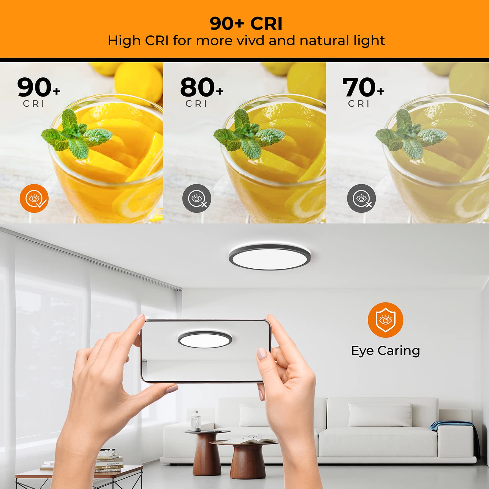 Matane 4 Pack LED Flush Mount Ceiling Light Fixture, 8.7 inch Ceiling Lamp 3000K/4000K/5000K Adjustable, 18W Low Profile Ceiling Lights for Kitchen Bedroom Hallway Porch, Black Non Dimmable