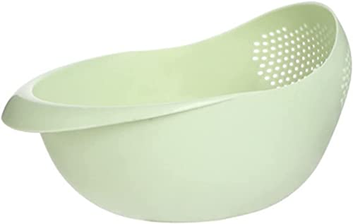 Plexel Colander Food Grade Plastic Rice Beans Peas Washing Filter Strainer Basket Sieve Drainer Cleaning Gadget Kitchen Accessories Rugged and easy to use (Nordic Green) 9x6