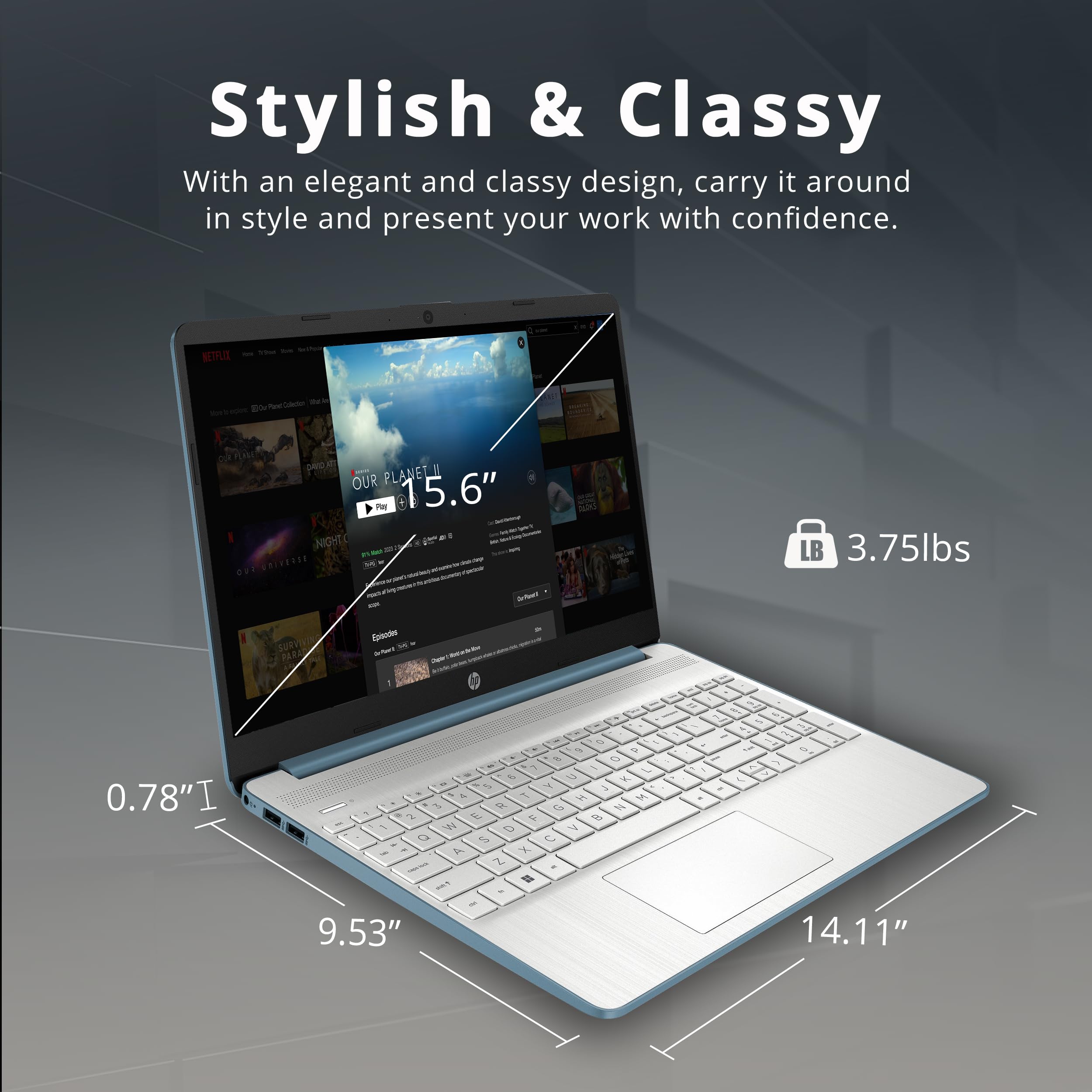 HP 15.6" FHD Laptop, AMD Ryzen 5-5500U Processor, AMD Radeon Graphics, 8GB RAM, 256GB PCIe SSD, HD Webcam, Bluetooth, Wi-fi, Win 11, Blue, 32GB Hotface USB Card