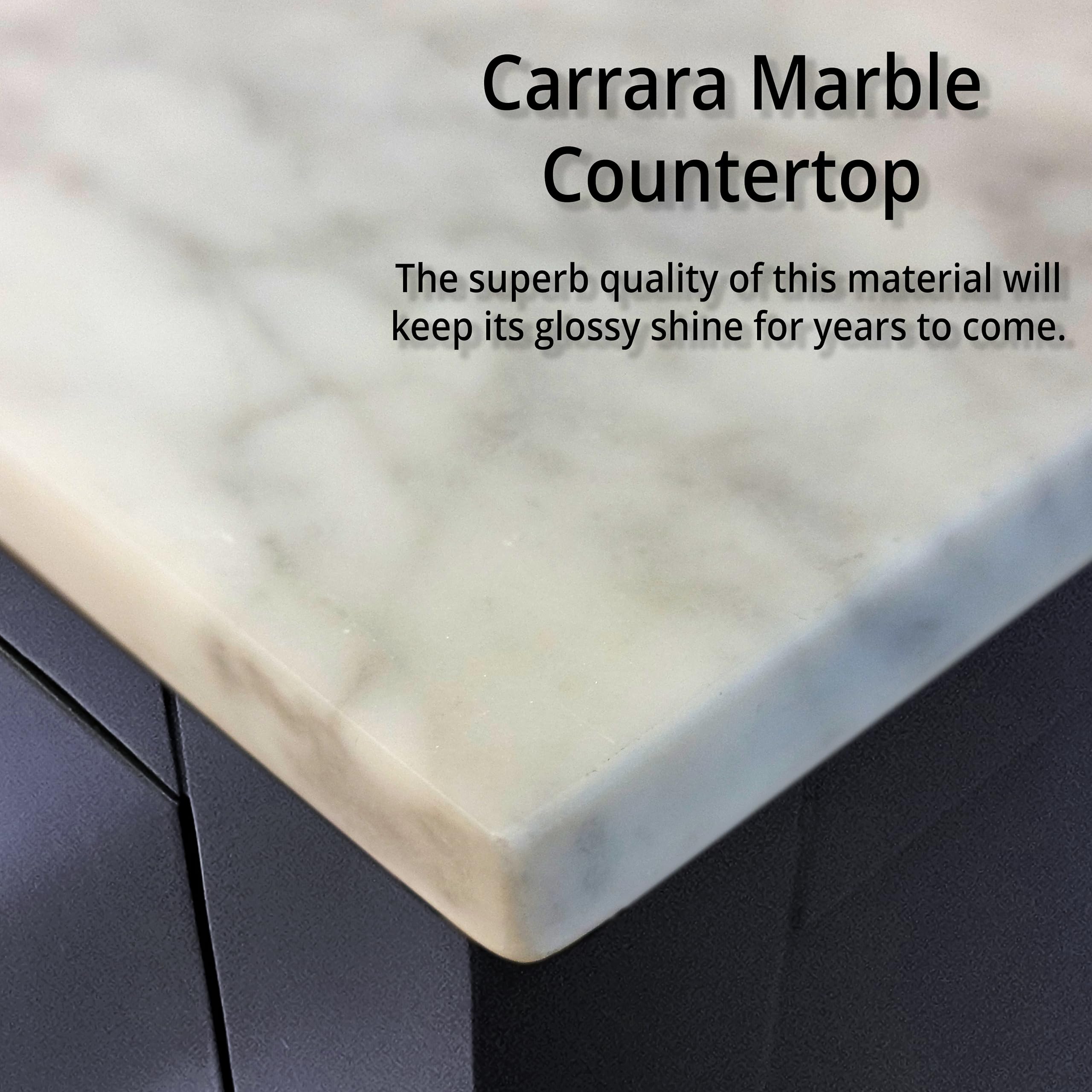 Bell+Modern Big Sur 72 in. W x 22 in. D Navy Blue Double Bath Vanity and Carrara Marble Top