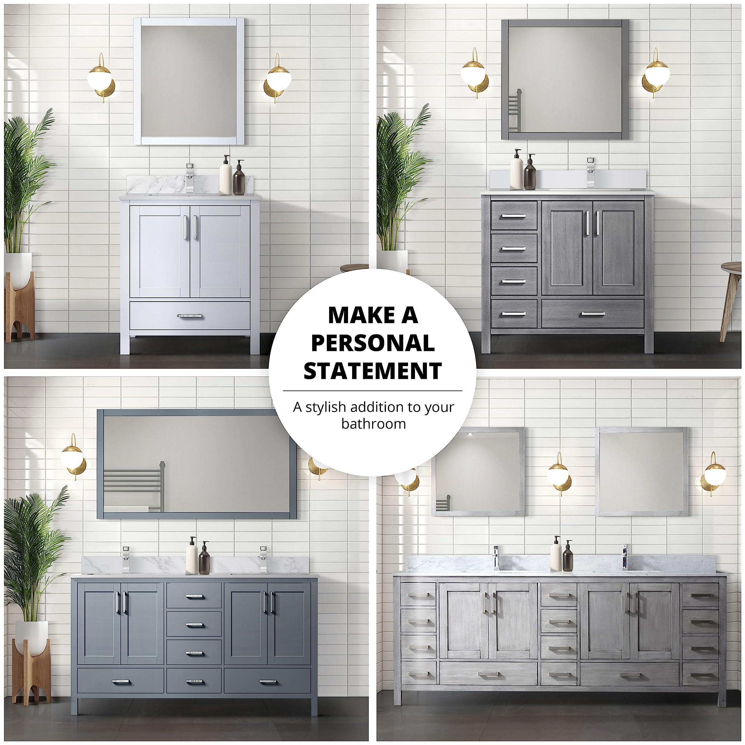 Bell+Modern Big Sur 72 in. W x 22 in. D Navy Blue Double Bath Vanity and Carrara Marble Top