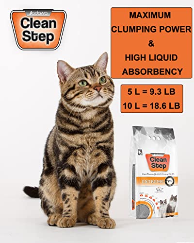 Jadawa Clean Step All Natural Cat Litter, Maximum Clumping Litter, 99.5% Dust Free (9.3 lb, Extreme-Activated Carbon)