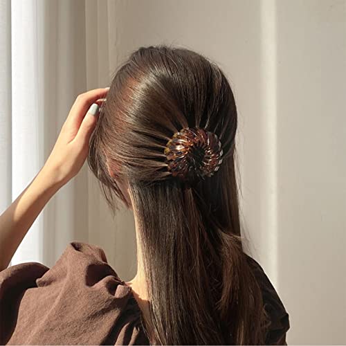 Pureadee 7PCS Bird Nest Magic Hair Clip, Hair Holder - Includes 7 Pastel Plastic Resin Material, Geometric Design, Anti-Skid, Compatible with Thin Hair for Special Occasions