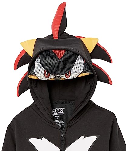 Sega Big Sonic The Hedgehog Shadow Costume Zip Up Fleece Hoodie-Boys 4-20, Black, 8