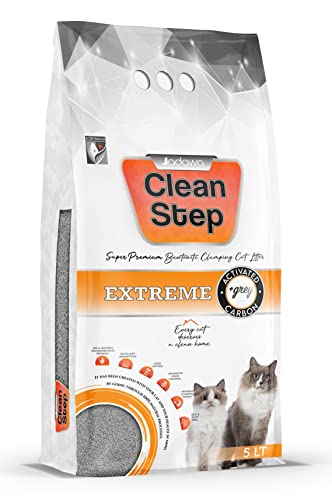 Jadawa Clean Step All Natural Cat Litter, Maximum Clumping Litter, 99.5% Dust Free (9.3 lb, Extreme-Activated Carbon)