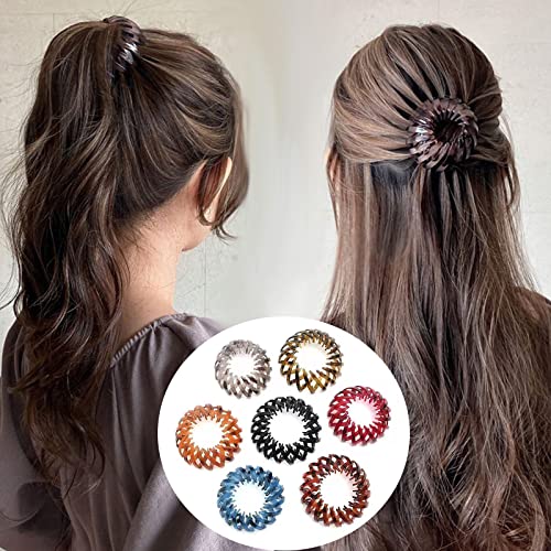 Pureadee 7PCS Bird Nest Magic Hair Clip, Hair Holder - Includes 7 Pastel Plastic Resin Material, Geometric Design, Anti-Skid, Compatible with Thin Hair for Special Occasions