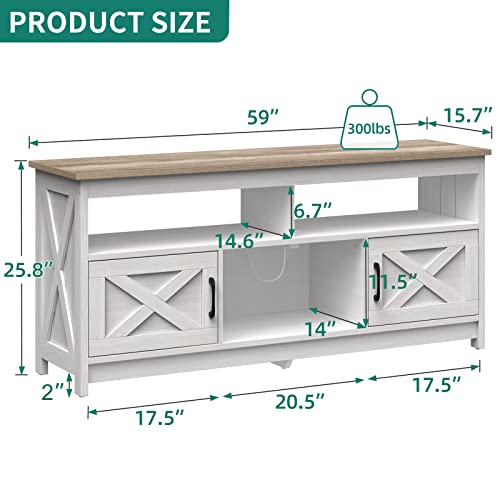 YITAHOME Farmhouse TV Stand for 65 Inch TV with Power Outlet