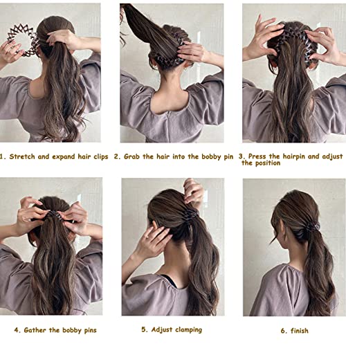 Pureadee 7PCS Bird Nest Magic Hair Clip, Hair Holder - Includes 7 Pastel Plastic Resin Material, Geometric Design, Anti-Skid, Compatible with Thin Hair for Special Occasions
