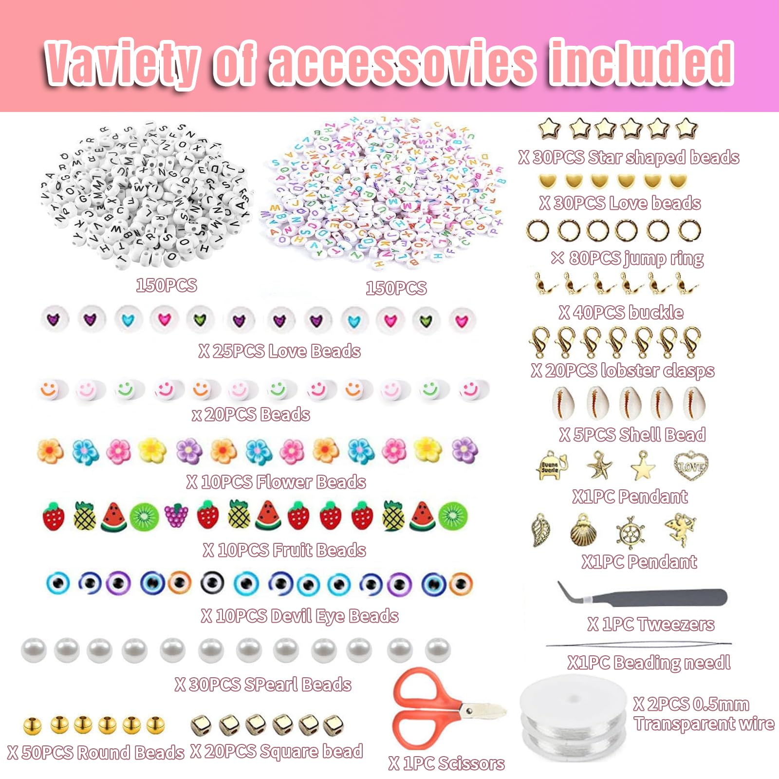 54000pcs Glass Seed Beads for Jewelry Making Kit, 120 Colors 2mm Small Beads with Letter Evil Eye Beads Jump Rings & Charms Pendants for Bracelets Making, DIY, Art and Craft