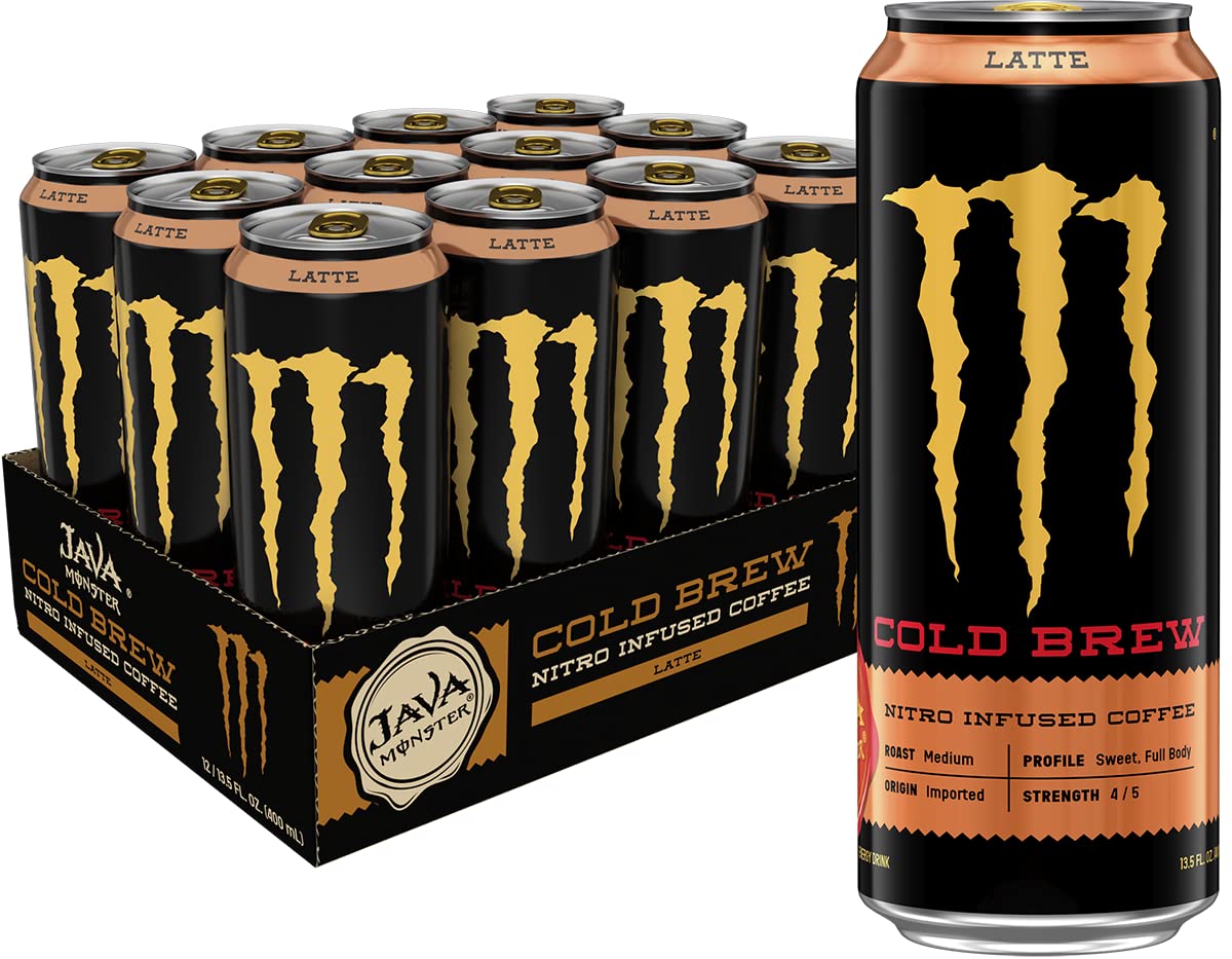 Monster Energy Java Nitro Cold Brew Latte, Coffee + Energy Drink, 13.5 Ounce (pack of 12)
