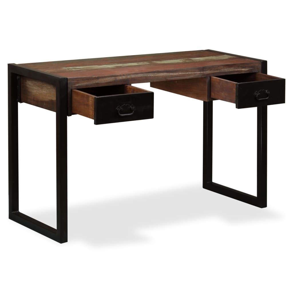 YUHI-HQYD Desk with 2 Drawers,Laptop Table,Writing Desk with Drawers,Home Office Desks,Secretary Desk,Perect for Office or Home Study,Easy to Assemble, Solid Reclaimed Wood 47.2"x19.7"x29.9"