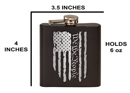 Rogue River Tactical USA American Flag We The People Constitution Stainless Steel Hip Flask Premium Matte Black Makes a Great Gift For Him Dad Father