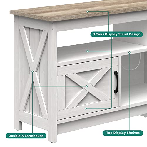 YITAHOME Farmhouse TV Stand for 65 Inch TV with Power Outlet