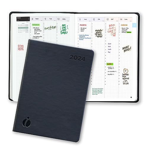 Inamio 24 Hourly Planner 2024 ā 24 Hour Weekly and Monthly Appointment Book 2024 ā Hardcover, Japanese Design ā Minimalist Teacher Planner, Annual Planner with Time Slots ā 6 x 8.5