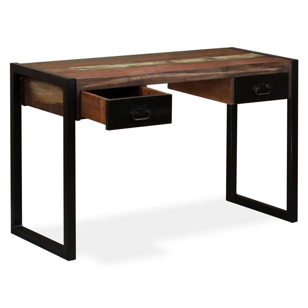 YUHI-HQYD Desk with 2 Drawers,Laptop Table,Writing Desk with Drawers,Home Office Desks,Secretary Desk,Perect for Office or Home Study,Easy to Assemble, Solid Reclaimed Wood 47.2"x19.7"x29.9"