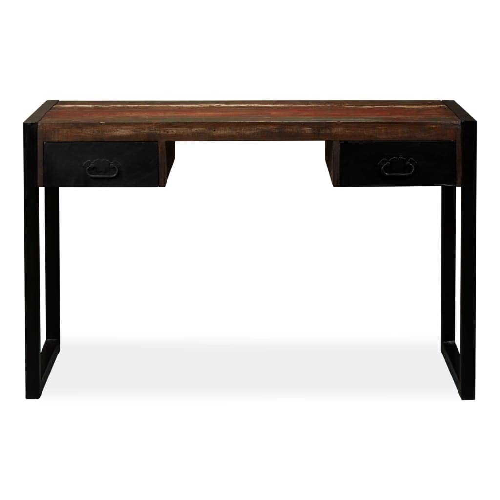 YUHI-HQYD Desk with 2 Drawers,Laptop Table,Writing Desk with Drawers,Home Office Desks,Secretary Desk,Perect for Office or Home Study,Easy to Assemble, Solid Reclaimed Wood 47.2"x19.7"x29.9"
