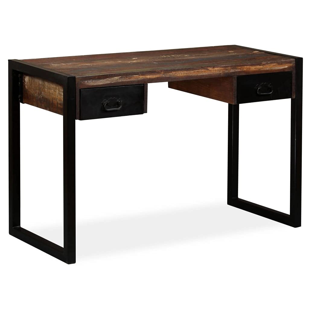 YUHI-HQYD Desk with 2 Drawers,Laptop Table,Writing Desk with Drawers,Home Office Desks,Secretary Desk,Perect for Office or Home Study,Easy to Assemble, Solid Reclaimed Wood 47.2"x19.7"x29.9"