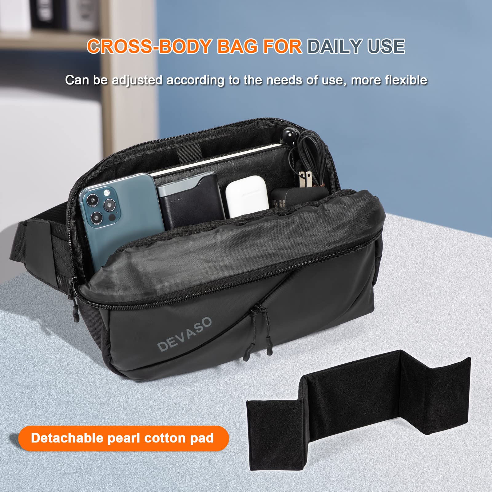 DEVASO Carrying Case for ASUS ROG Ally X, Storage Bag with Multi-Pockets Fit ROG Ally X 2024, Dock Station and Other Accessories, Everyday Carry Bag for Travel