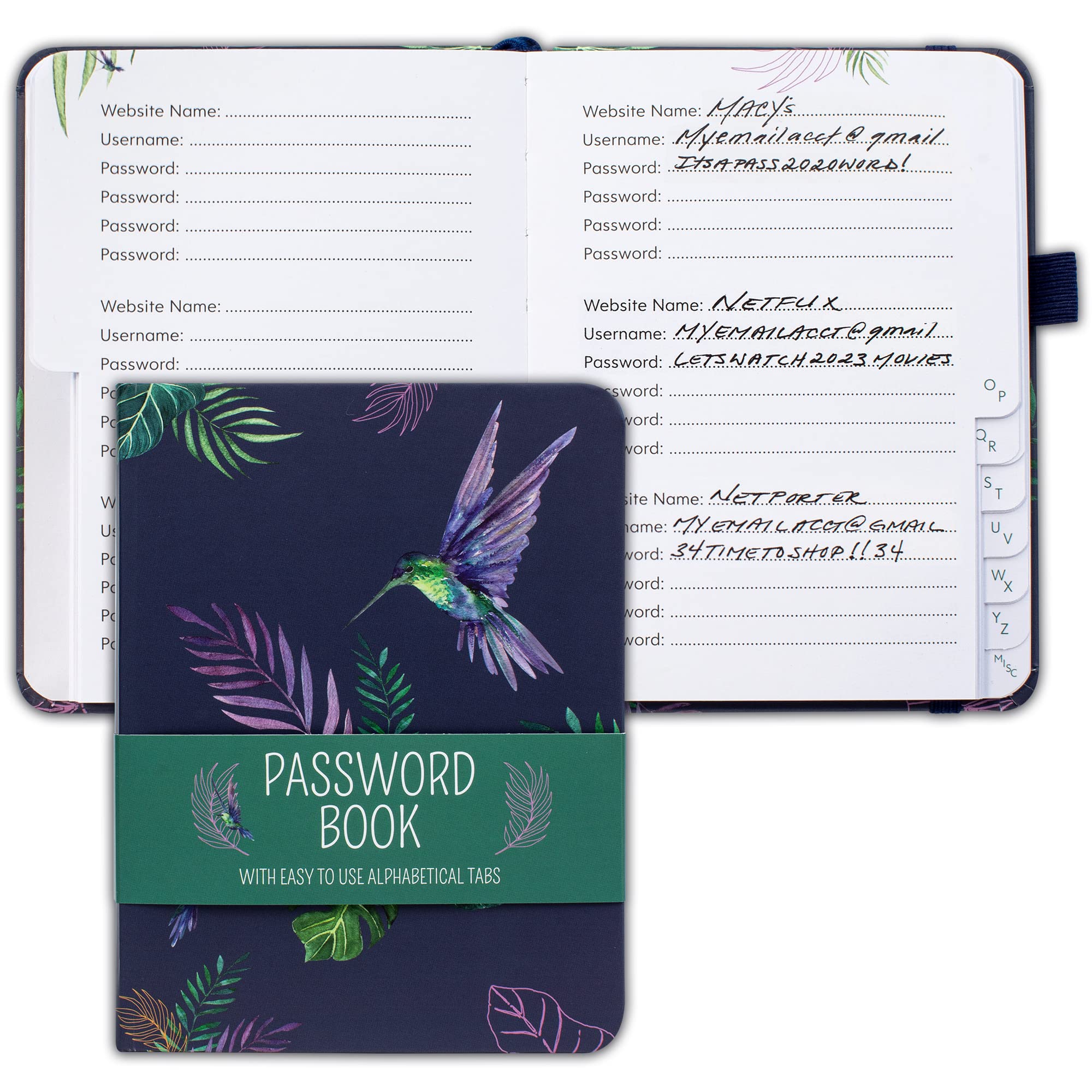 Beautiful Password Book with Alphabetical Tabs - Pocket Sized Internet Password Keeper for Seniors â The Perfect Notebook w/Address Sections Saves All Your Passwords and Recently Placed Orders