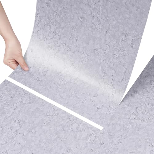 Stickyart 15-Piece Grey Peel and Stick Marble Vinyl Floor Tile for Bedroom Bathroom Waterproof 12"x24" Self Adhesive Marble Floor Tile Stickers Peel and Stick Flooring for Kitchen Laundry Removable