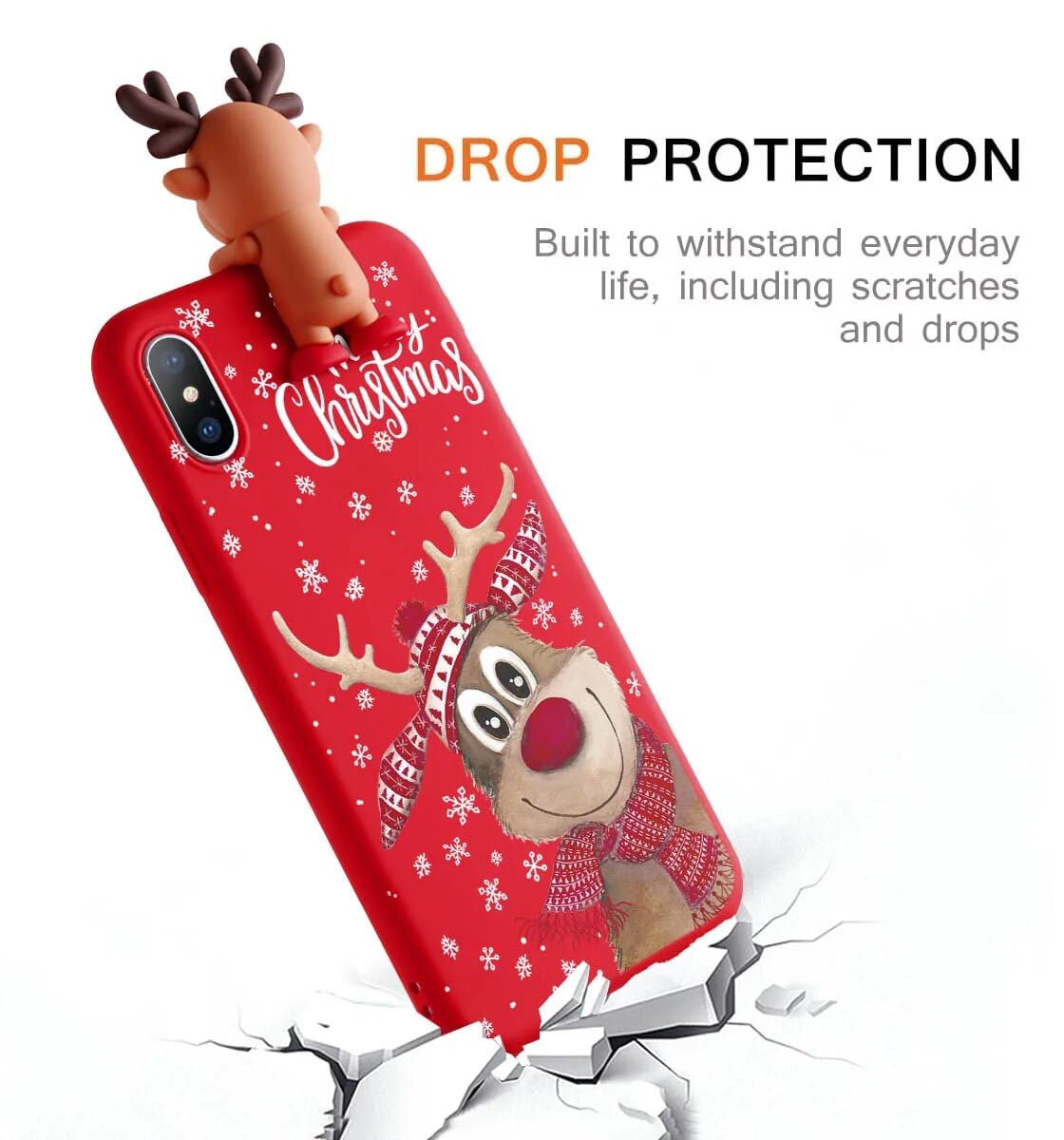 Pnakqil 2 Pieces Christmas Case for Samsung Galaxy S9 Plus 6.2 Inch, Matte Red Silicone Back Cover with Cute Deer and Snowman 3D Doll Cartoon Pattern Slim Shockproof Protective Case for Samsung S9+
